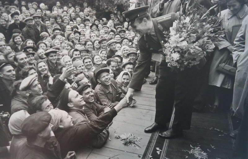 Gagarin visiting a factory in 1961. - Russian Life